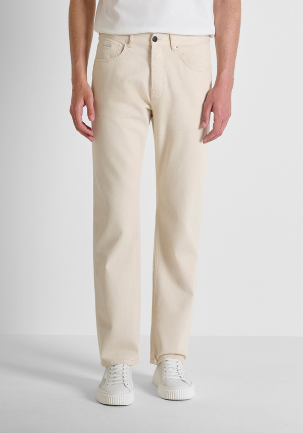 "LIAM" REGULAR STRAIGHT-FIT JEANS IN NATURAL COTTON DENIM | Antony Morato