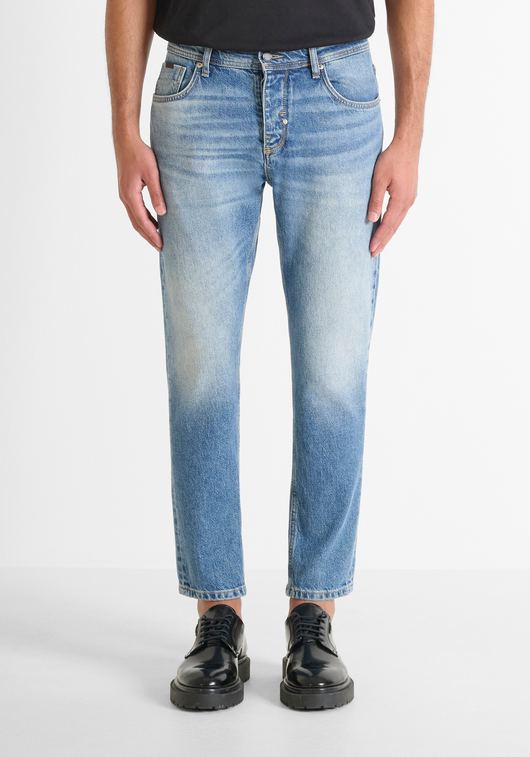 JEANS "ARGON" SLIM FIT ANKLE LENGTH IN DENIM EFFETTO SFUMATO | Antony ...