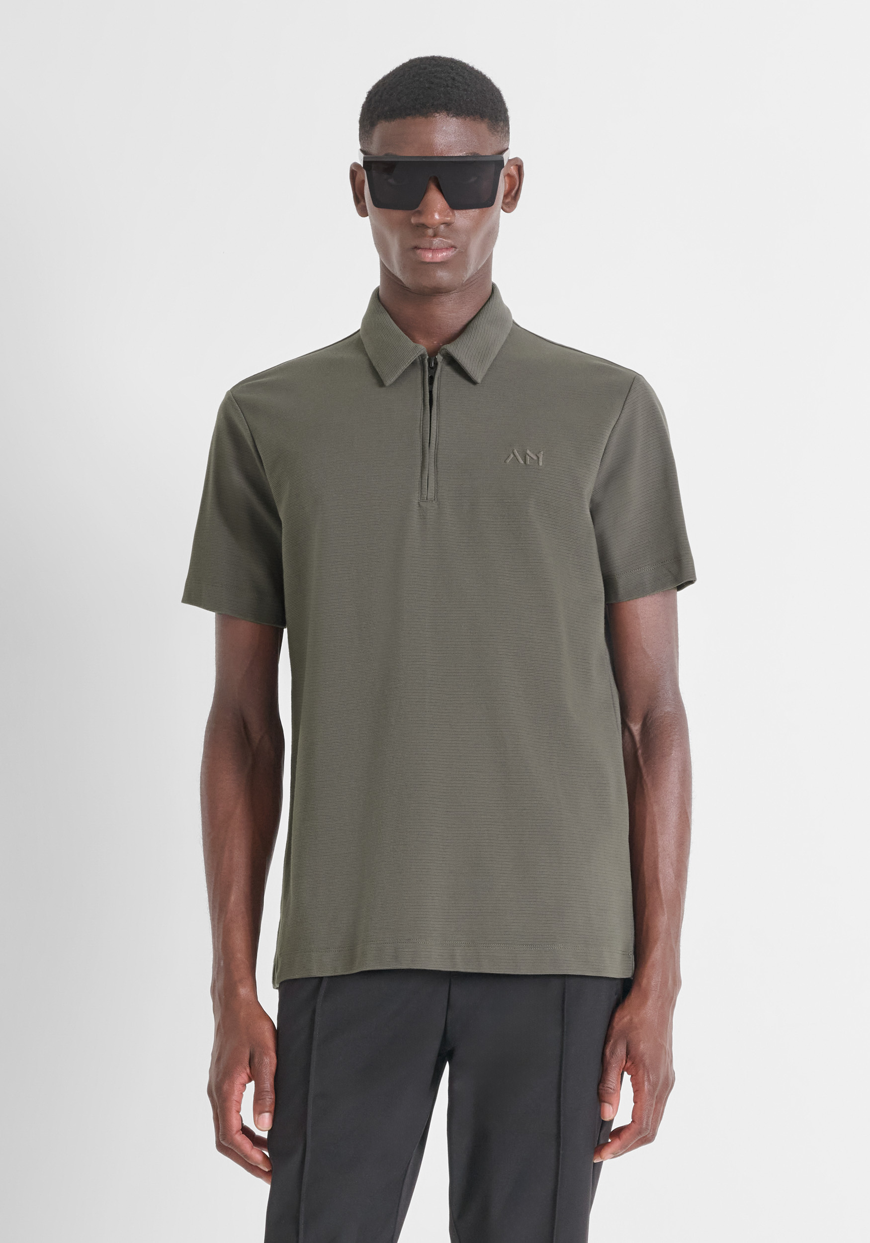 REGULAR FIT DOBBY COTTON JERSEY POLO SHIRT WITH EMBROIDERED LOGO ...